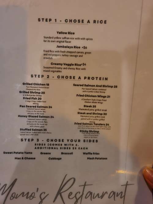 MoMo's Restaurant and Social Lounge menu in Cleveland, Ohio, USA