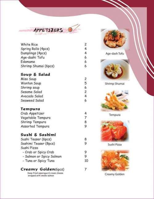 Golden Chopsticks menu in Cobourg, Ontario, Canada