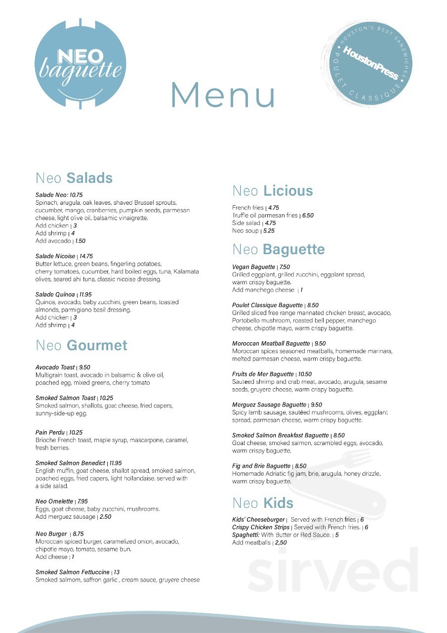 Menu - Houston TX's Le café joséphine | Sirved