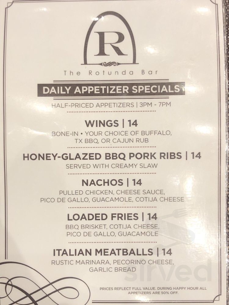 The Rotunda bar menus in Thackerville, Oklahoma, United States