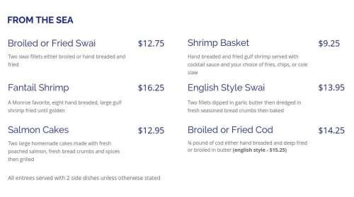 Monroe Hotel menu in Butler, Pennsylvania, USA