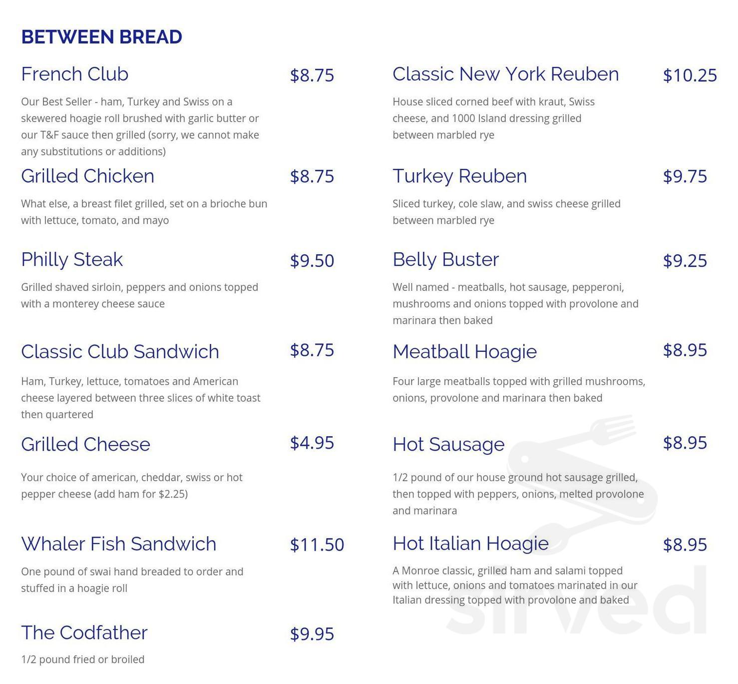 Monroe Hotel menus in Butler, Pennsylvania, United States