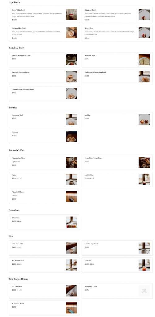 317 Coffee menu in Hudsonville, Michigan, USA