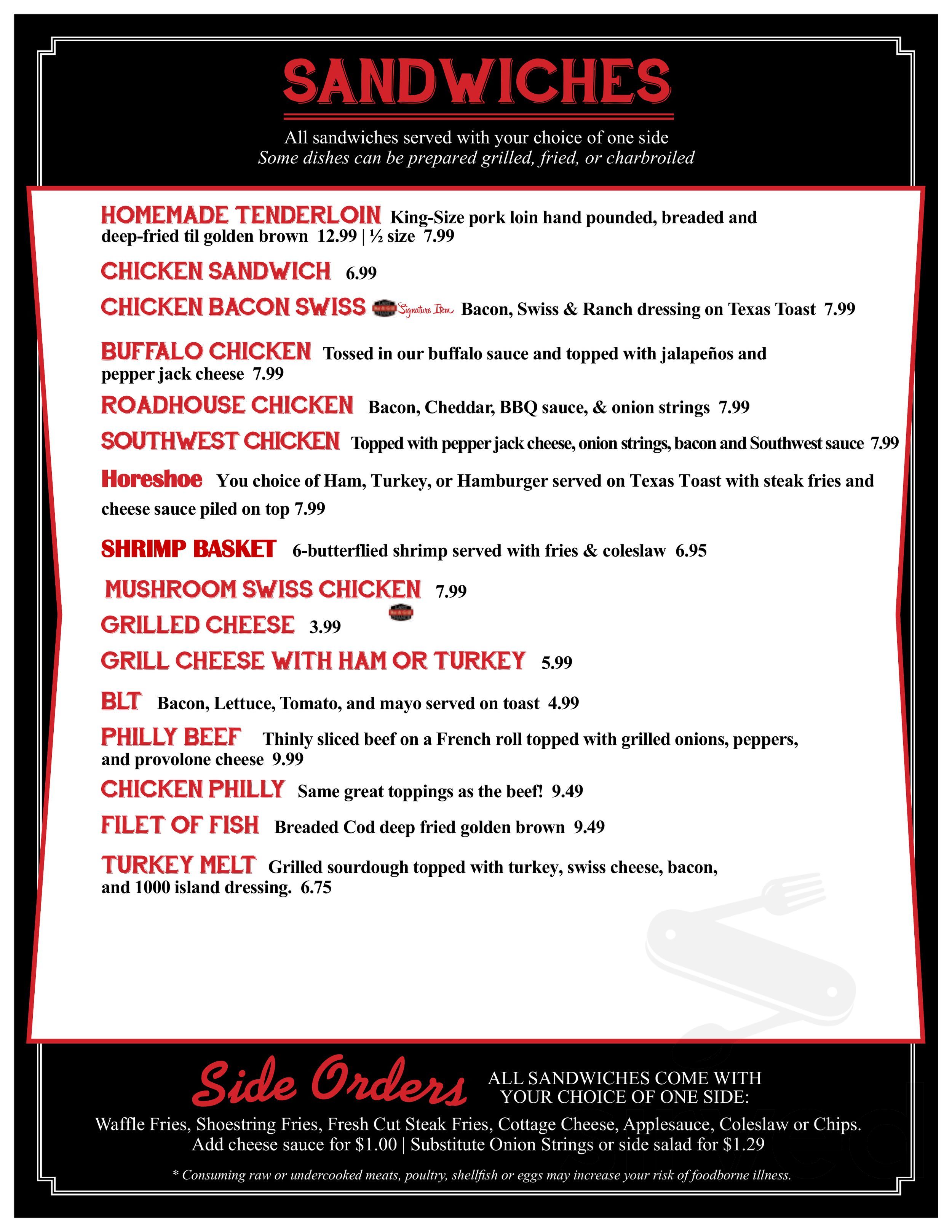 Last Chance Bar & Grill menu in Peoria, Illinois, USA