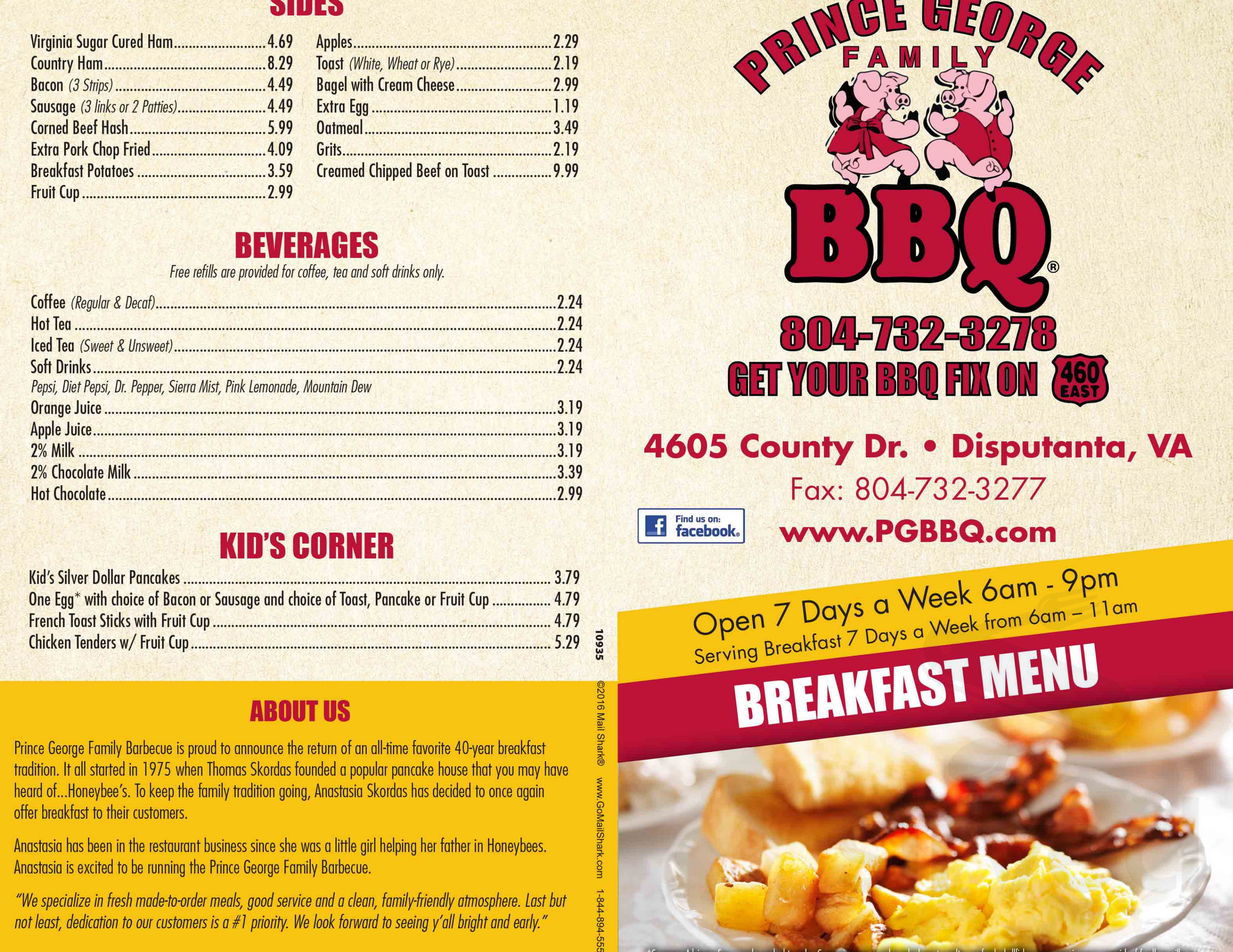 Menu - Disputanta VA's Prince George Family BBQ | Sirved