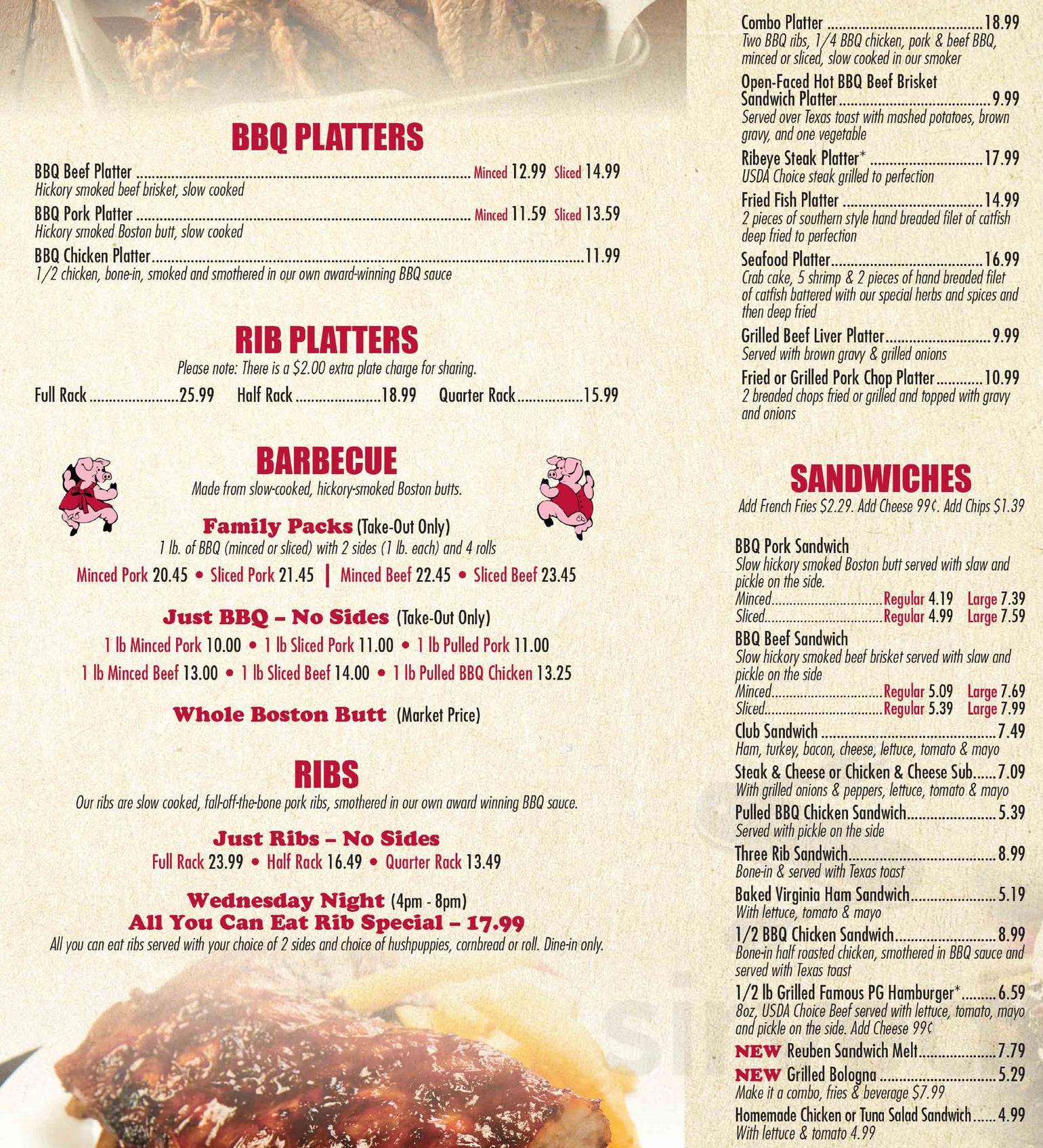 Prince George Family BBQ menus in Disputanta, Virginia, United States