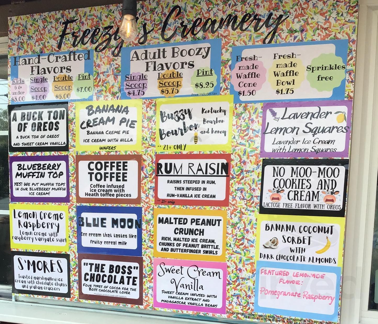 Menu - Helena AL's Freezy's Creamery | Sirved