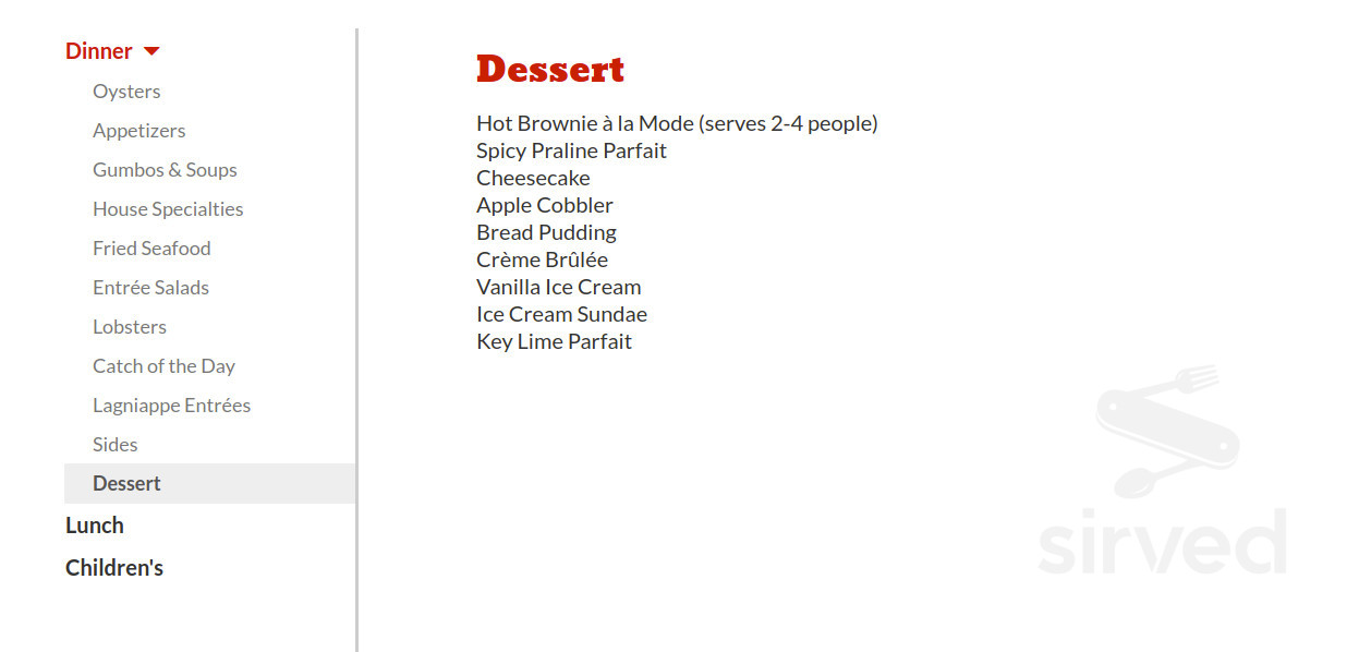 Drago's Seafood Restaurant - Jackson menu in Jackson, Mississippi, USA