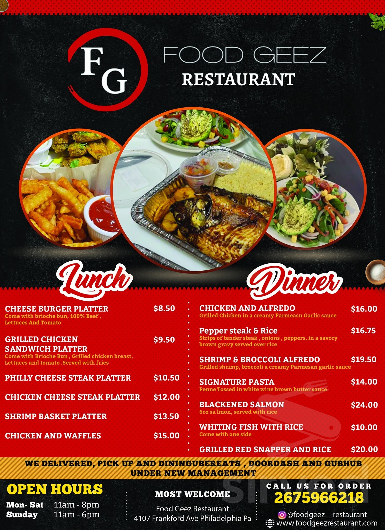 Food Geez Restaurant menu in Philadelphia, Pennsylvania, USA