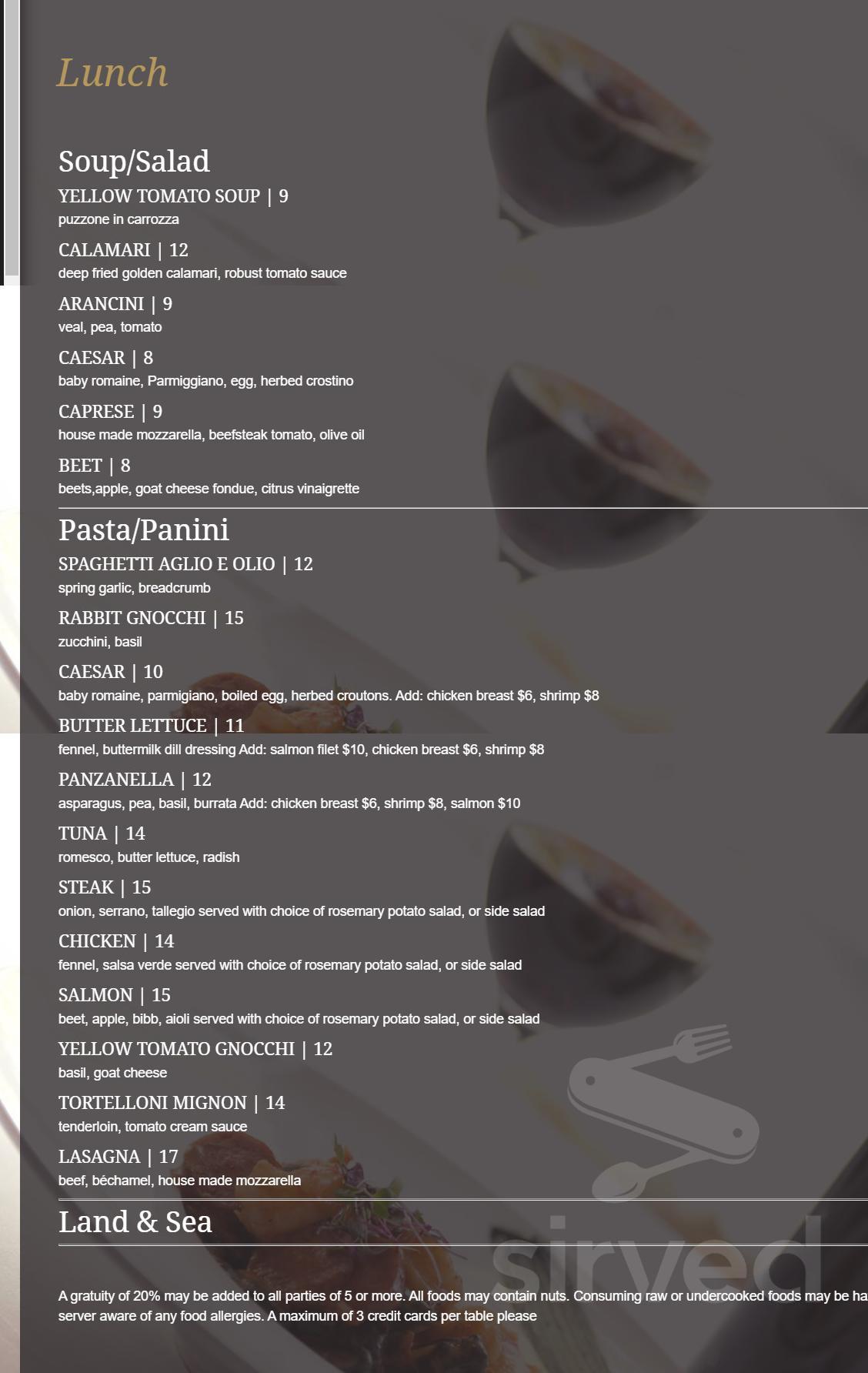 Menu for Floriana Wilmington in Wilmington, NC | Sirved