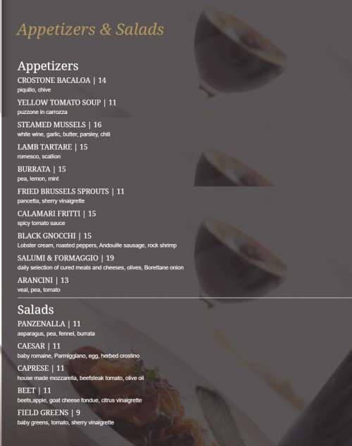 Floriana Wilmington menu in Wilmington, North Carolina, USA
