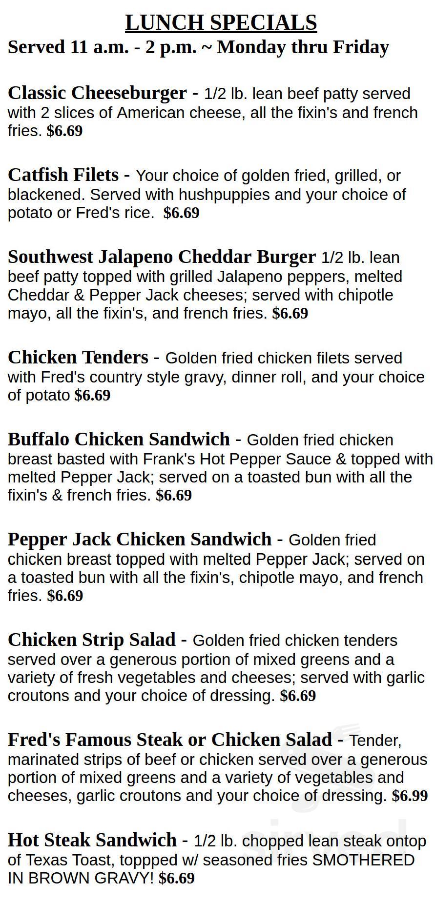 Fred's Steakhouse & Saloon menus in Altus, Oklahoma, United States