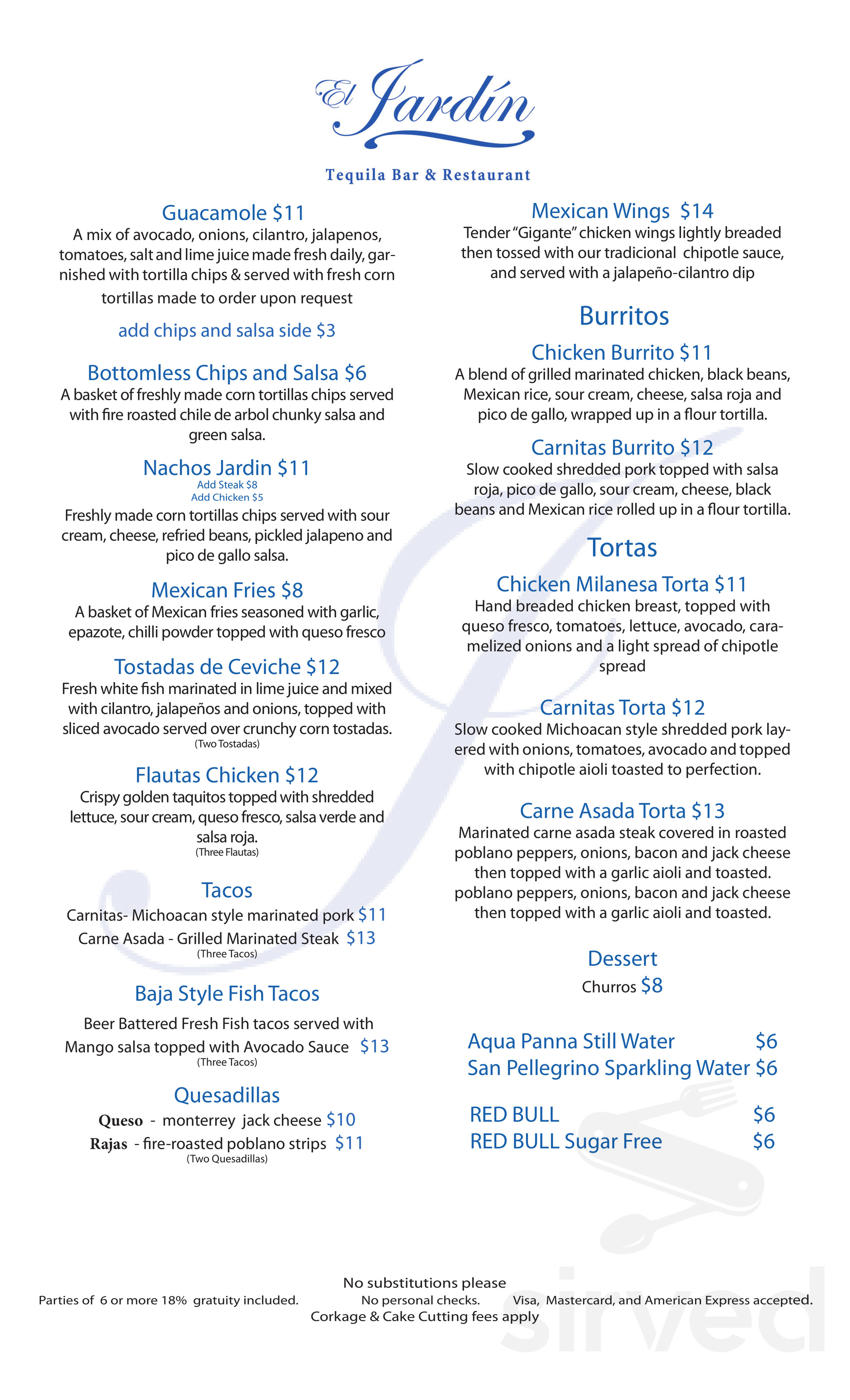 Menu for El Jardín in San Jose, CA | Sirved