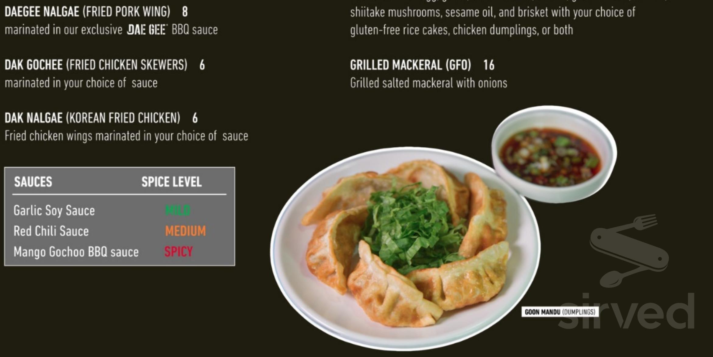 Menu - Denver CO's DAE GEE KOREAN BBQ | Sirved