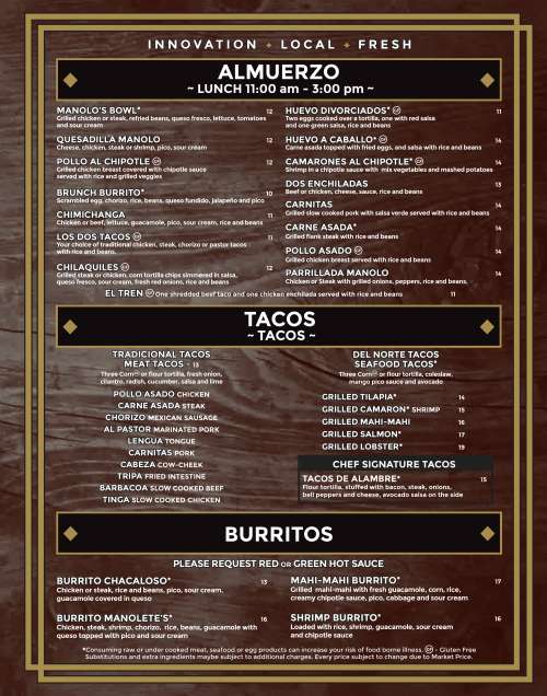 Manolete's Taqueria Gourmet menu in Winchester, Virginia, USA