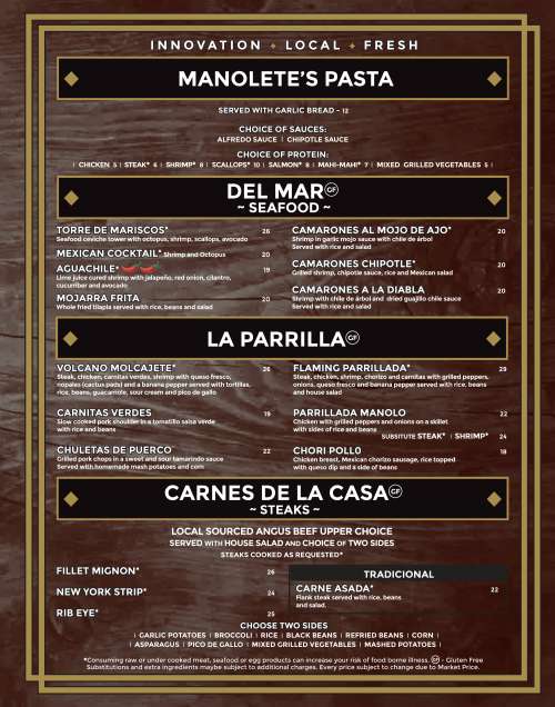 Manolete's Taqueria Gourmet menu in Winchester, Virginia, USA