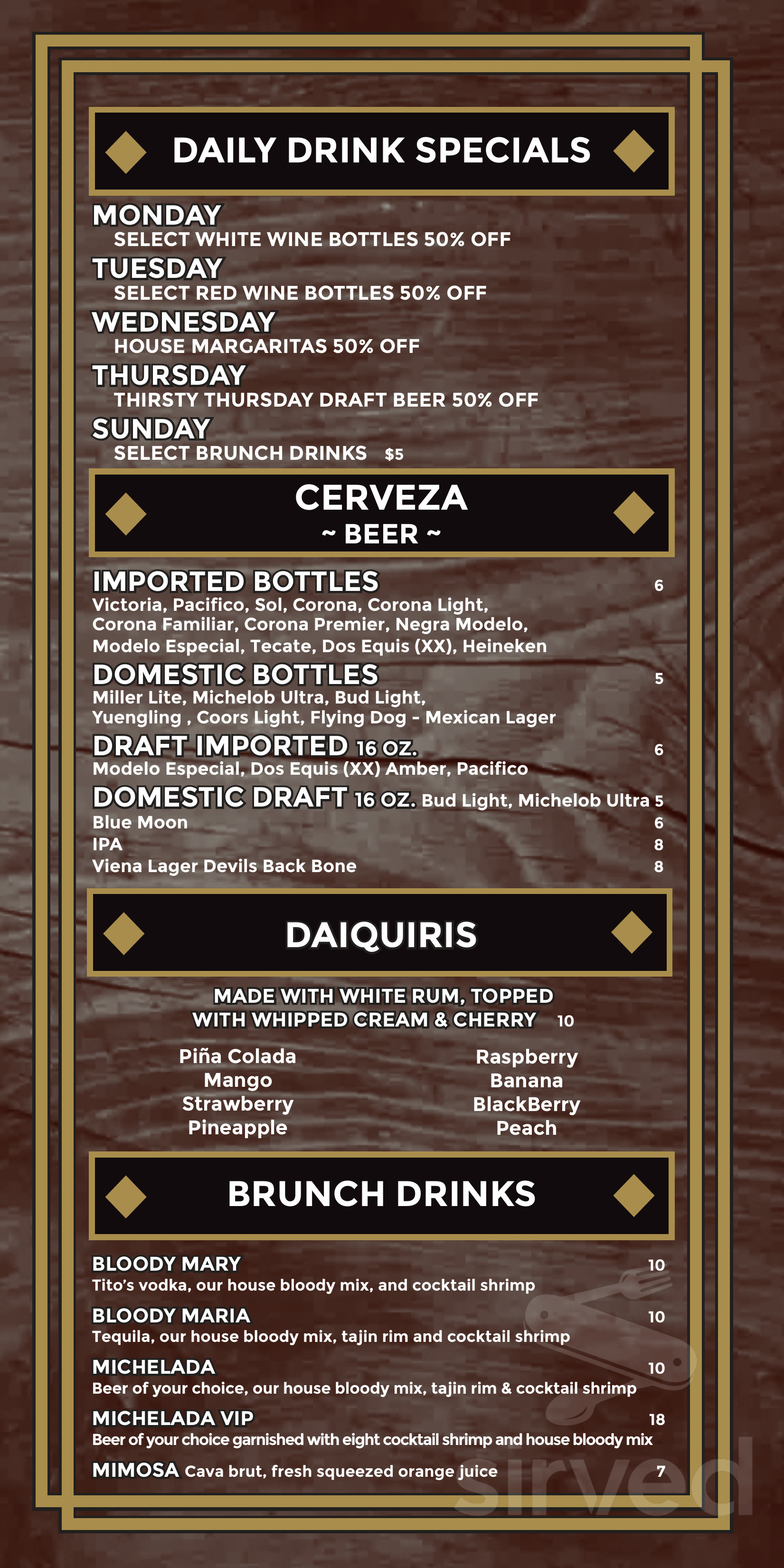 Manolete's Taqueria Gourmet menu in Winchester, Virginia, USA