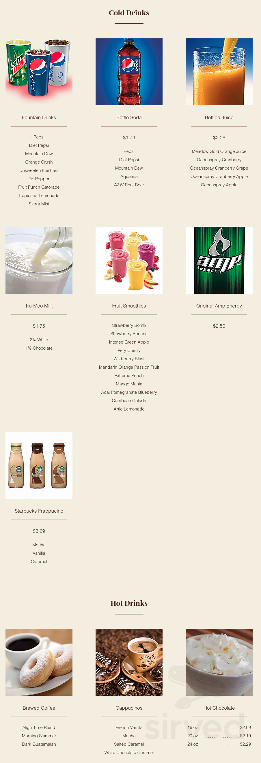 Menu - Tooele UT's Nigh-Time Donuts | Sirved