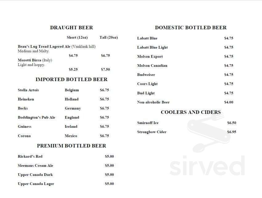 Mr. B's Osteria menus in Ottawa, Ontario, Canada