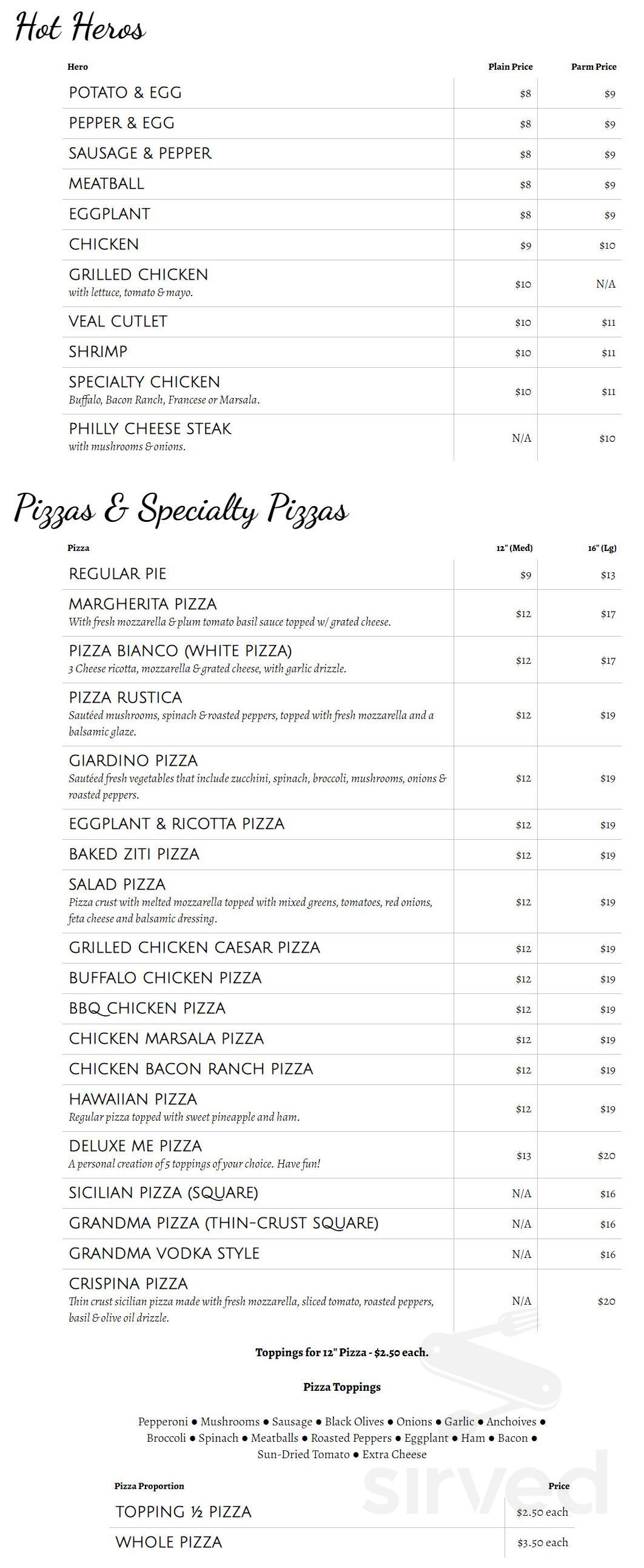 Vincenzo's of East Meadow menu in East Meadow, New York, USA
