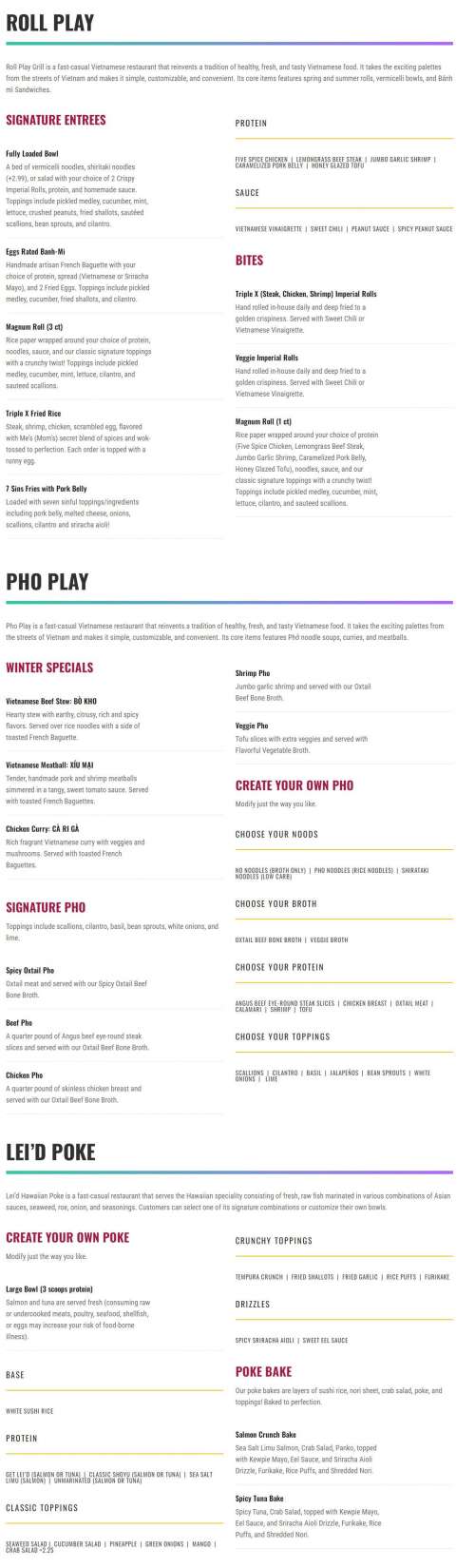 Happy Eatery menu in Arlington, Virginia, USA
