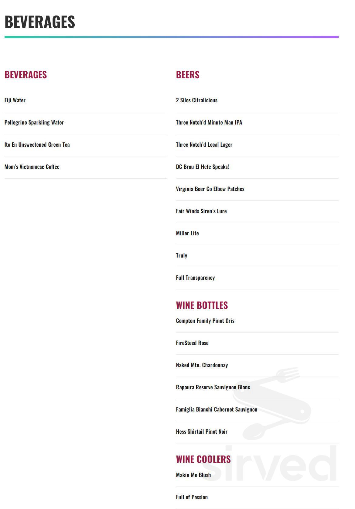 Happy Eatery menu in Arlington, Virginia, USA