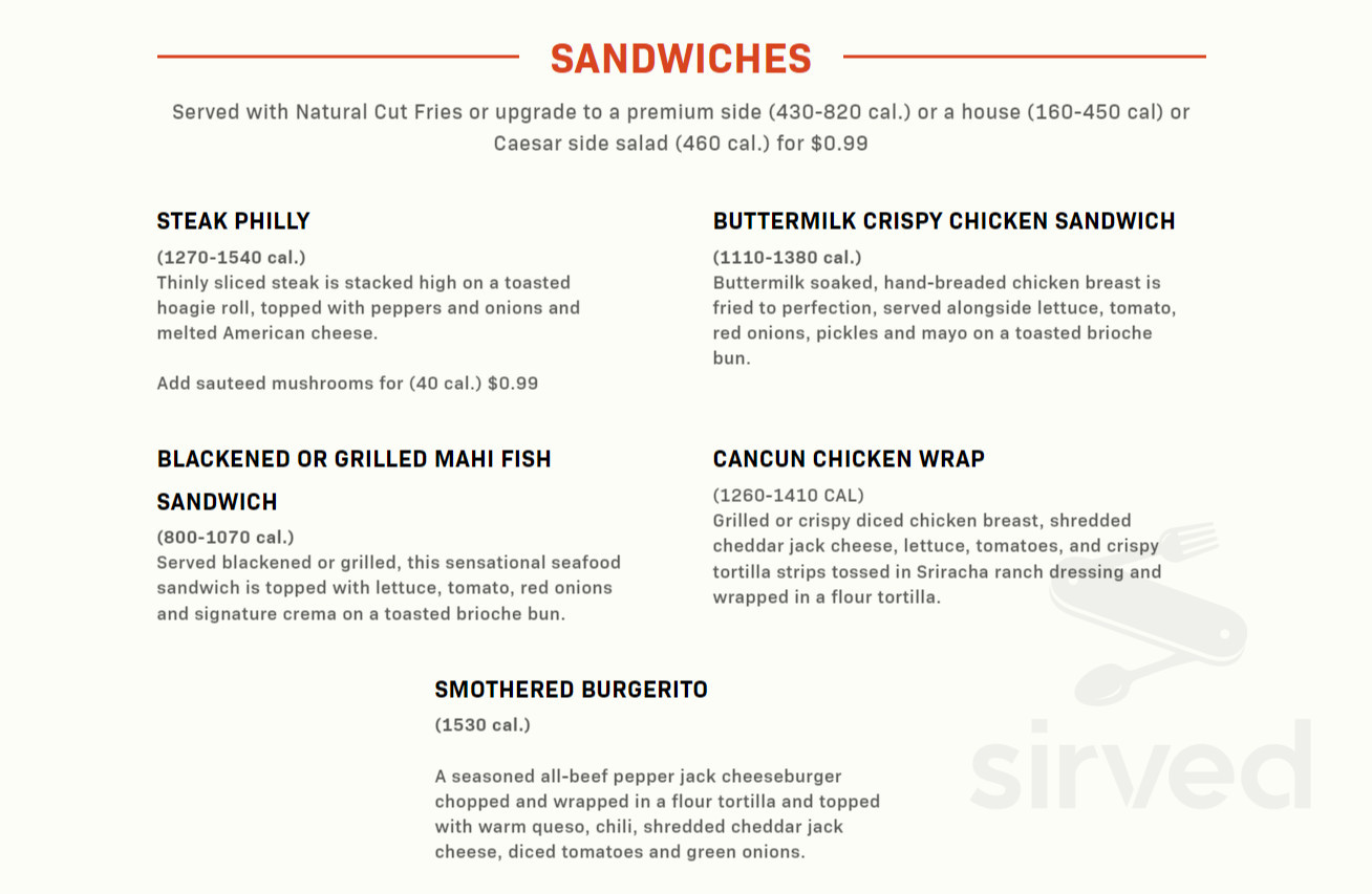 Hurricane Grill & Wings menus in Newburgh, New York, United States