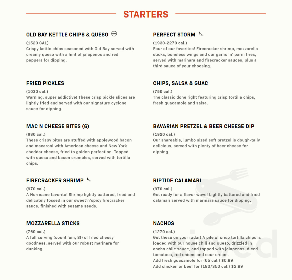 Hurricane Grill & Wings menus in Newburgh, New York, United States