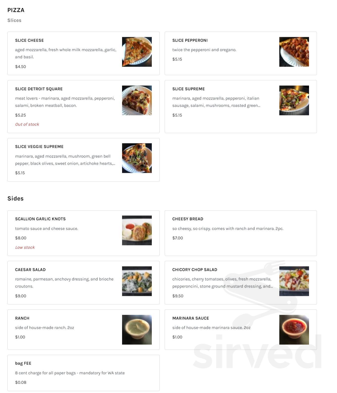 Supreme menu in Seattle, Washington, USA