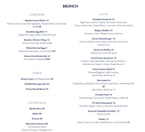 The Vanguard menu in Harrison, New Jersey, USA