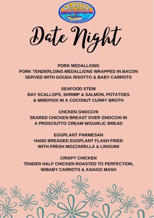 Seaside Fish House menu in Millsboro, Delaware, USA
