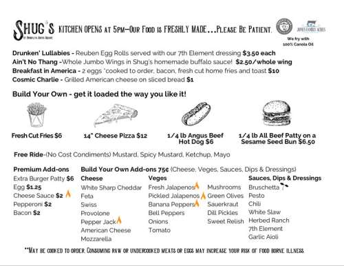 SHUG's at Brooklyn South Square menu in Salisbury, North Carolina, USA