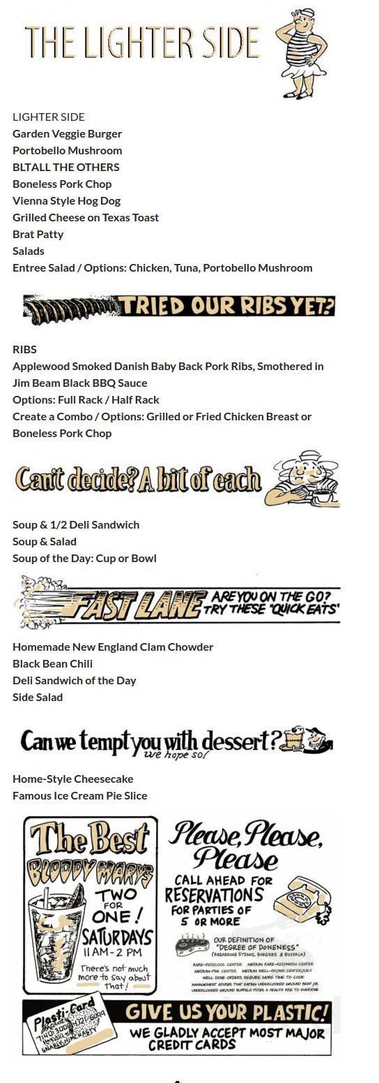 Joeys Yardarm menu in Racine, Wisconsin, USA
