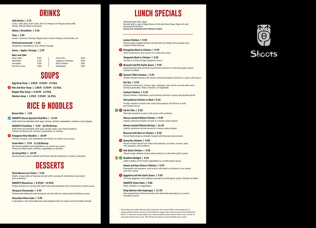 Menu - Provo UT's Shoots Chinese Restaurant | Sirved