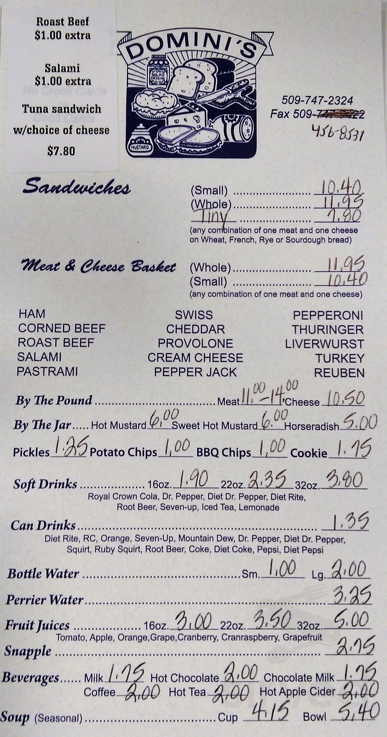 Menu for Domini Sandwiches, Inc in Spokane, WA | Sirved