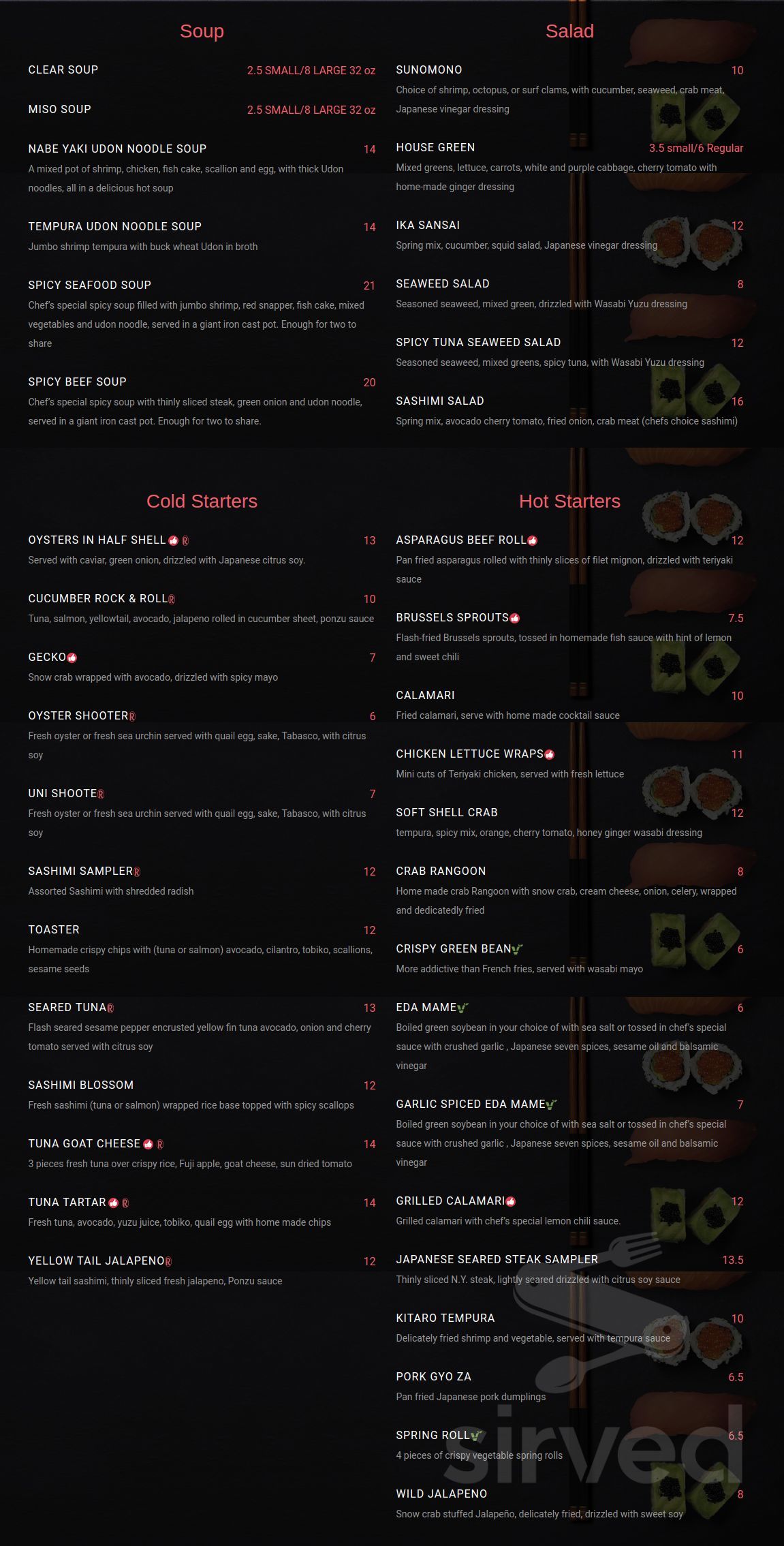 KITARO GRILL & SUSHI LOUNGE menus in Lemont, Illinois, United States