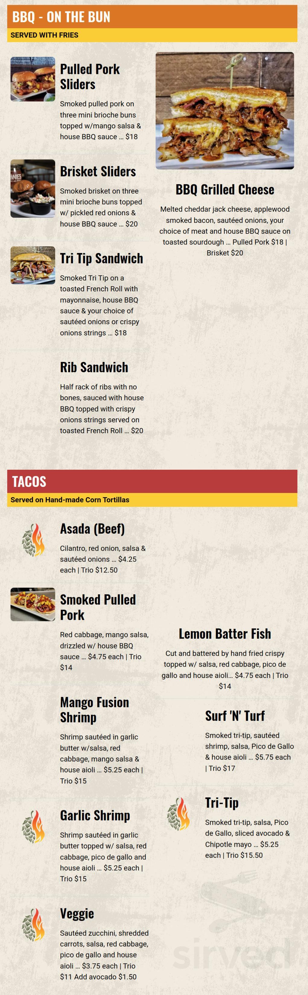 Stonies Taphouse & Bistro menu in Salinas, California, USA