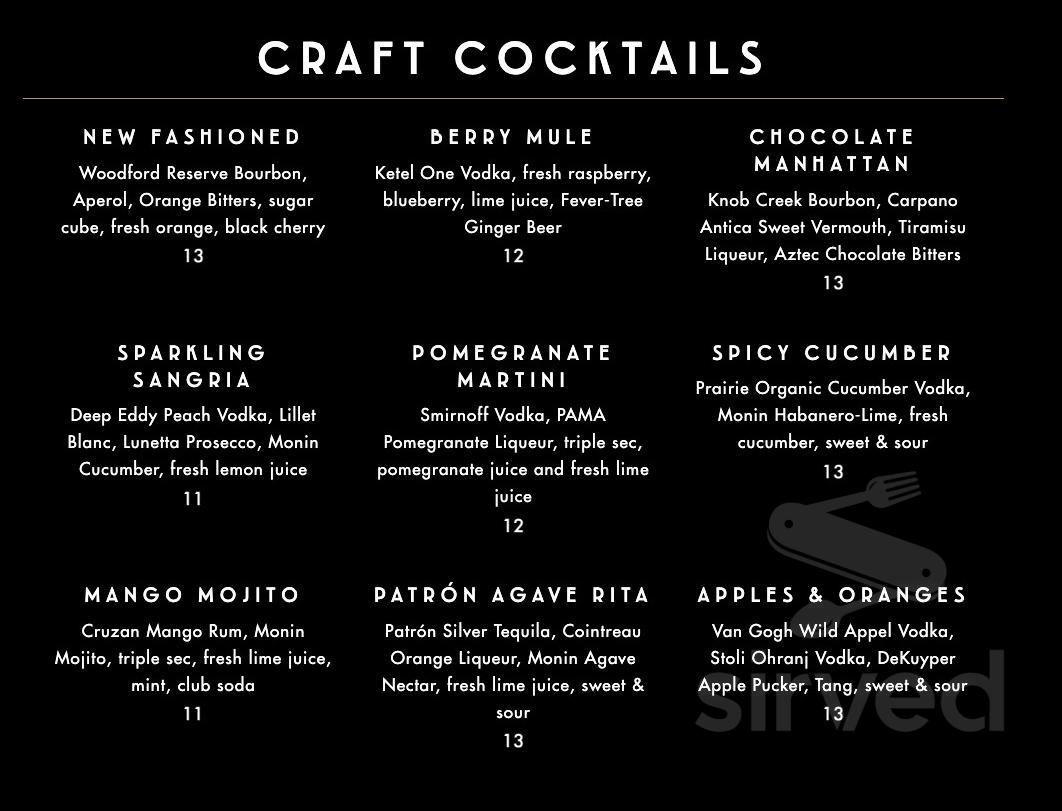 Gandy Dancer Saloon menu in Pittsburgh, Pennsylvania, USA