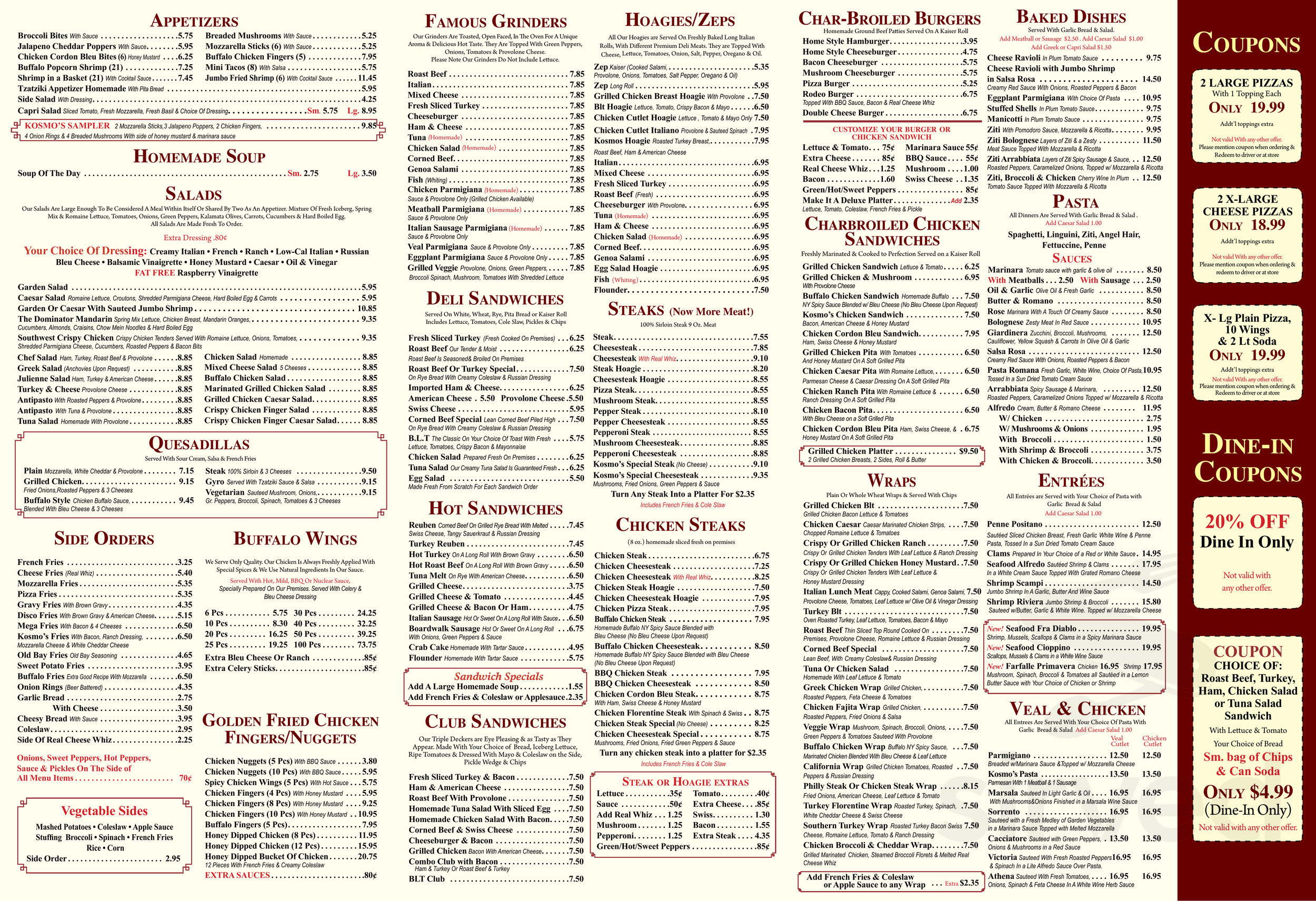 Kosmos Pizza menu in Eagleville, Pennsylvania, USA
