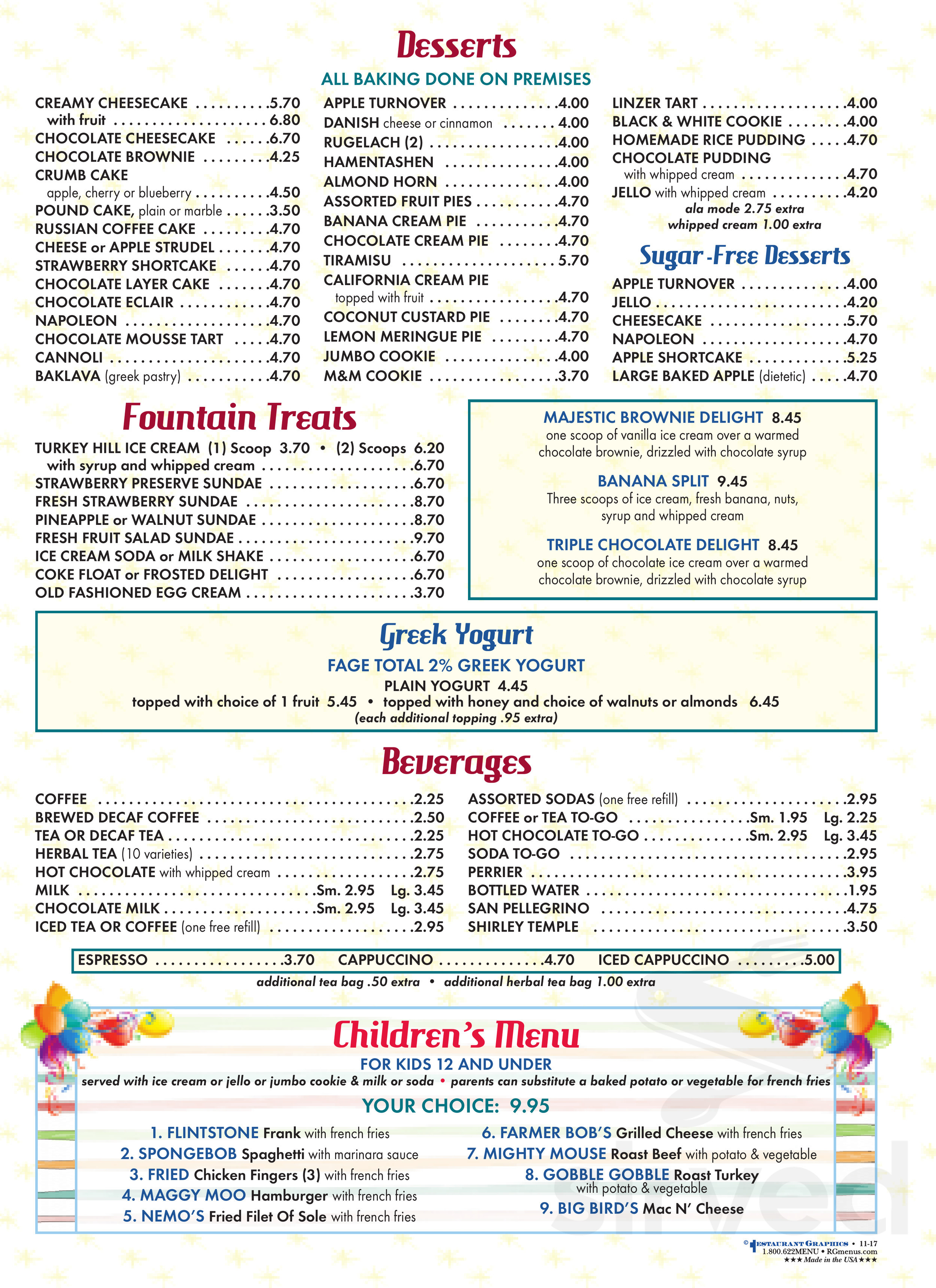 Majestic Diner menu in Westbury, New York, USA