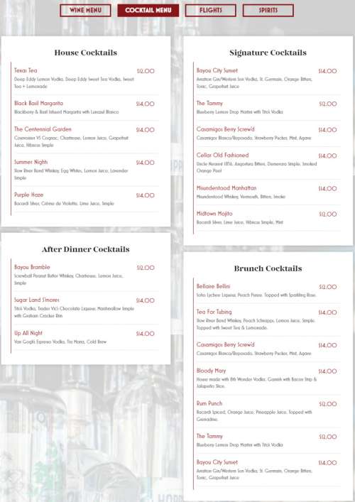 City Cellars HTX menu in Houston, Texas, USA