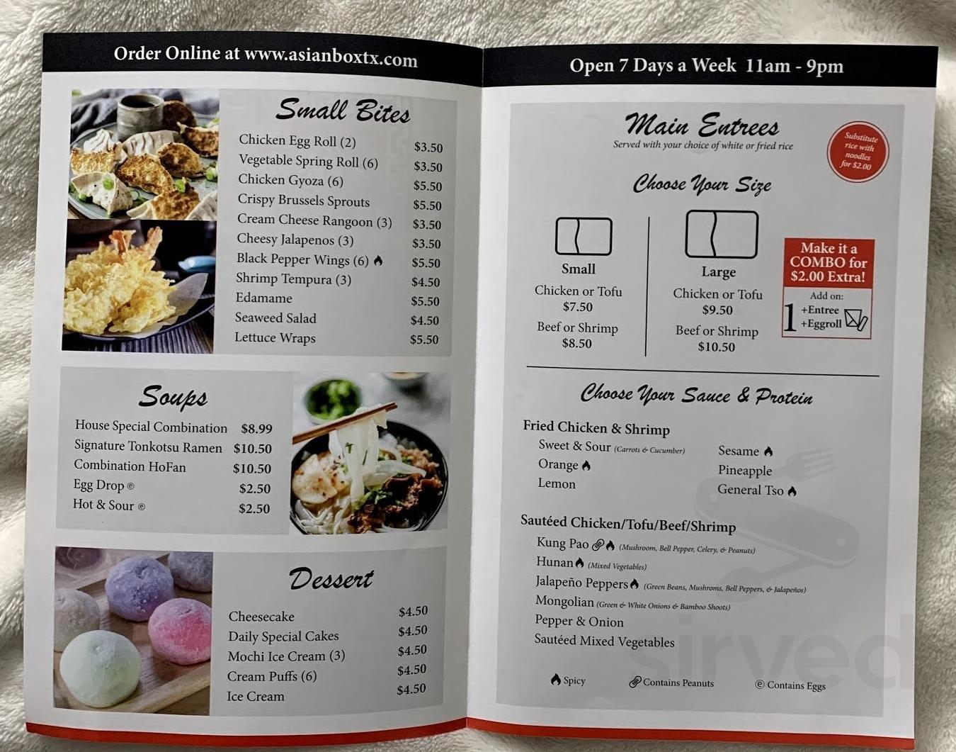 Asian Bite menu in San Antonio, Texas, USA