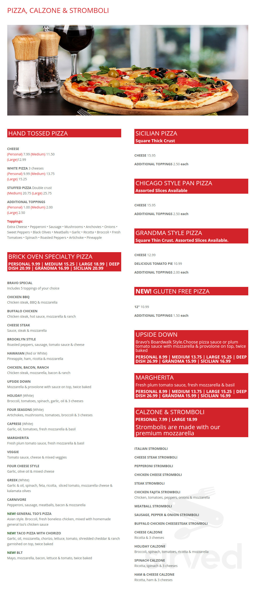 Bravo Pizza Of Havertown menu in Havertown, Pennsylvania, USA
