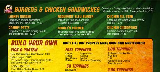 Menu for Looney's Pub in Bel Air, MD | Sirved