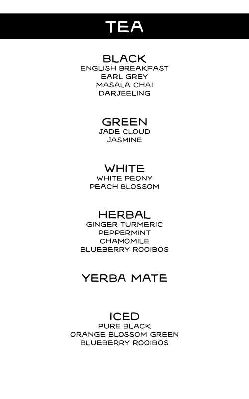 Shady Coffee & Tea menu in Roseville, California, USA