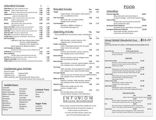 Metta Coffee Cafe menu in Andover, Minnesota, USA