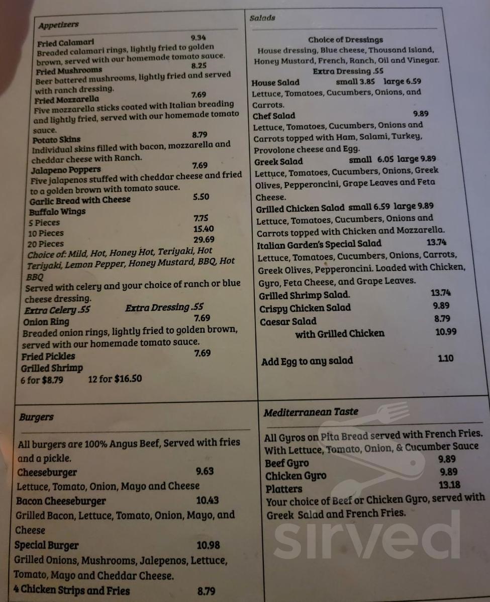 Manhattan Lounge menu in Chester, South Carolina, USA