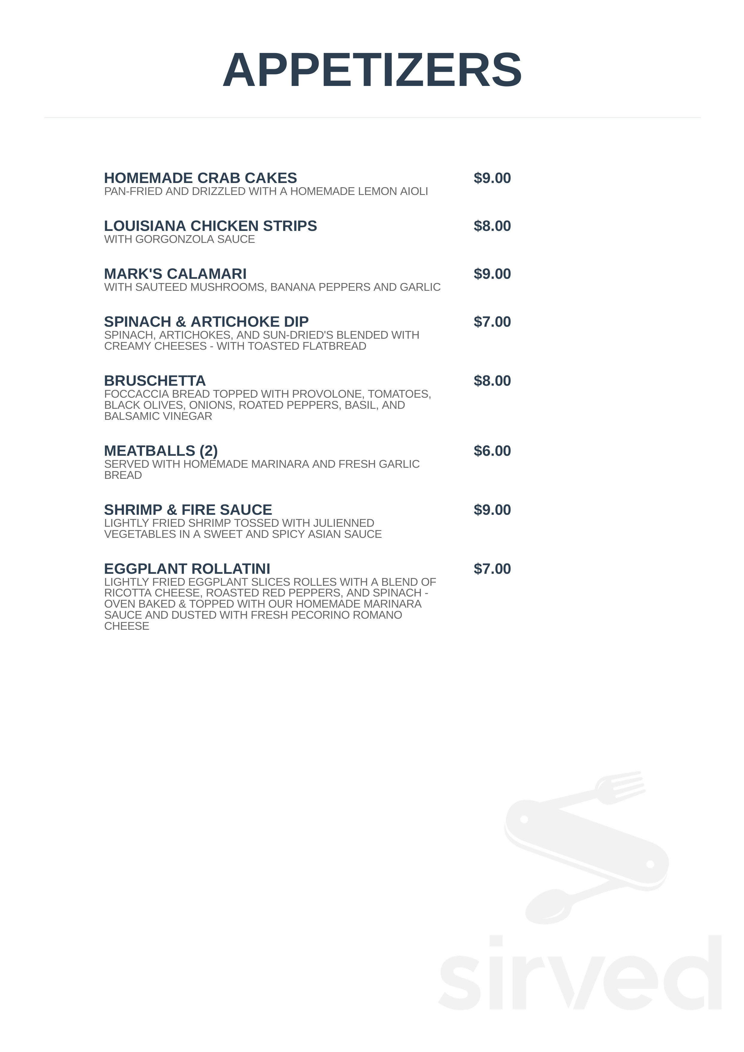 Oxfords Casual Dining menu in Oxford, Massachusetts, USA