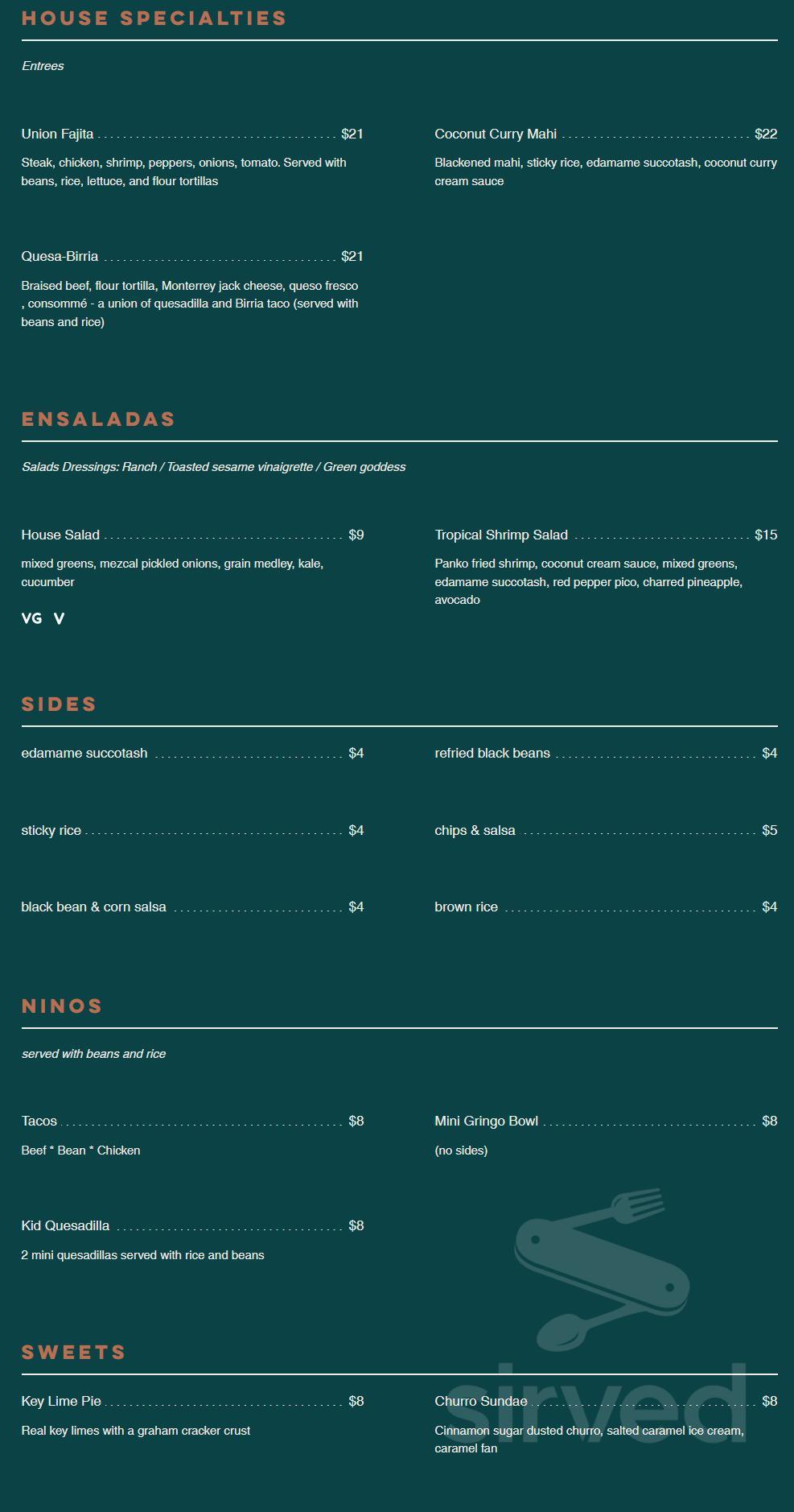 Union Taco menu in Norfolk, Virginia, USA