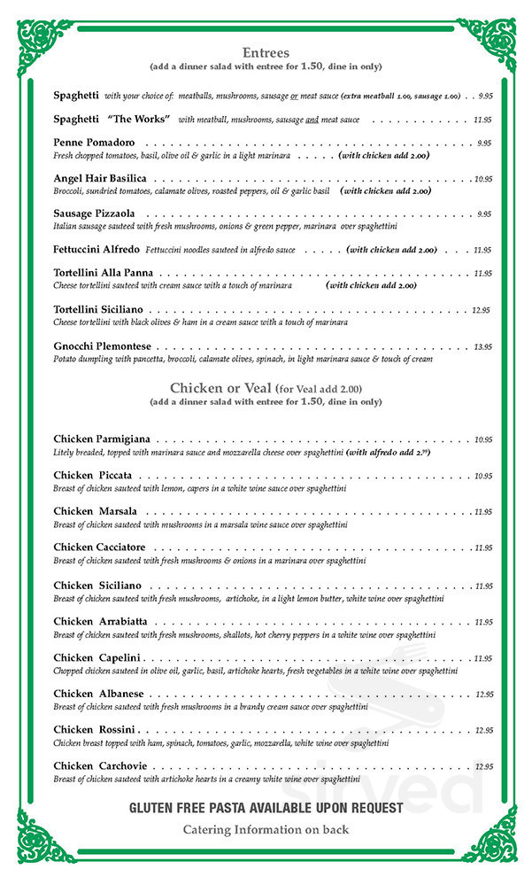 Menu - Quinlan TX's Luigi's Italian Cafe | Sirved